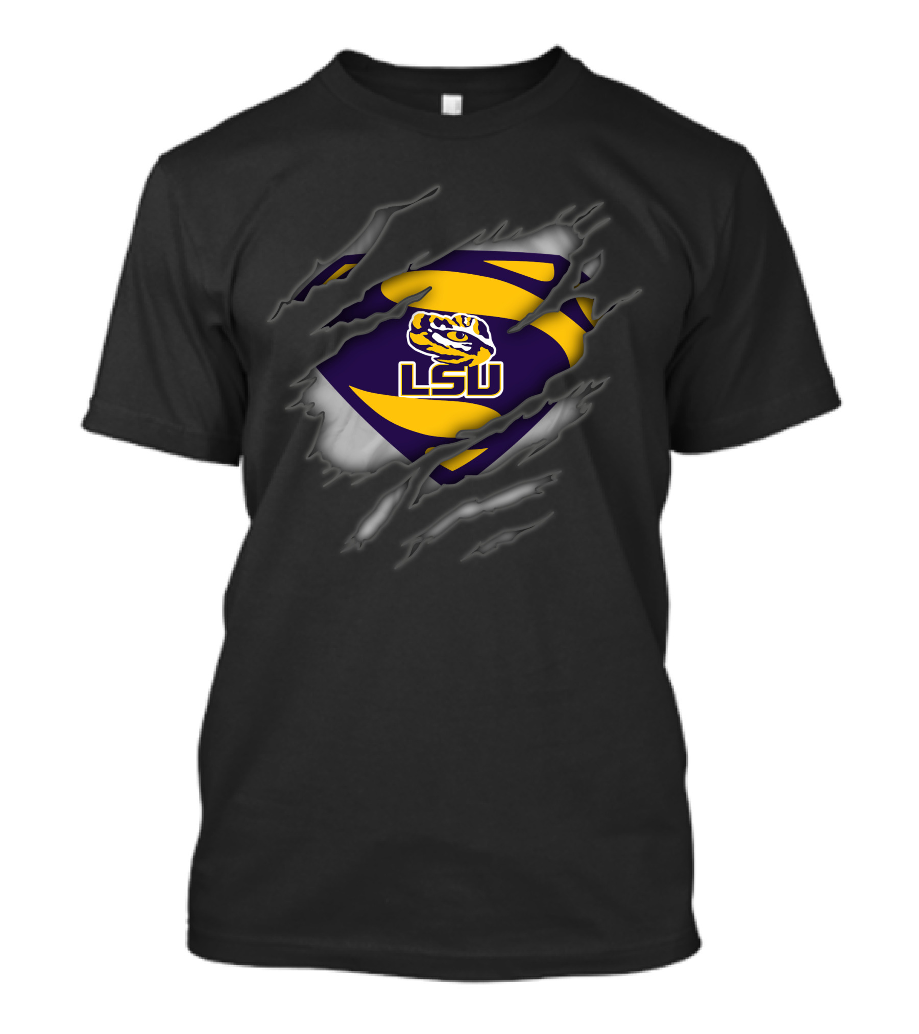 Lsu Tigers Logo Superman Style Rip T-Shirt