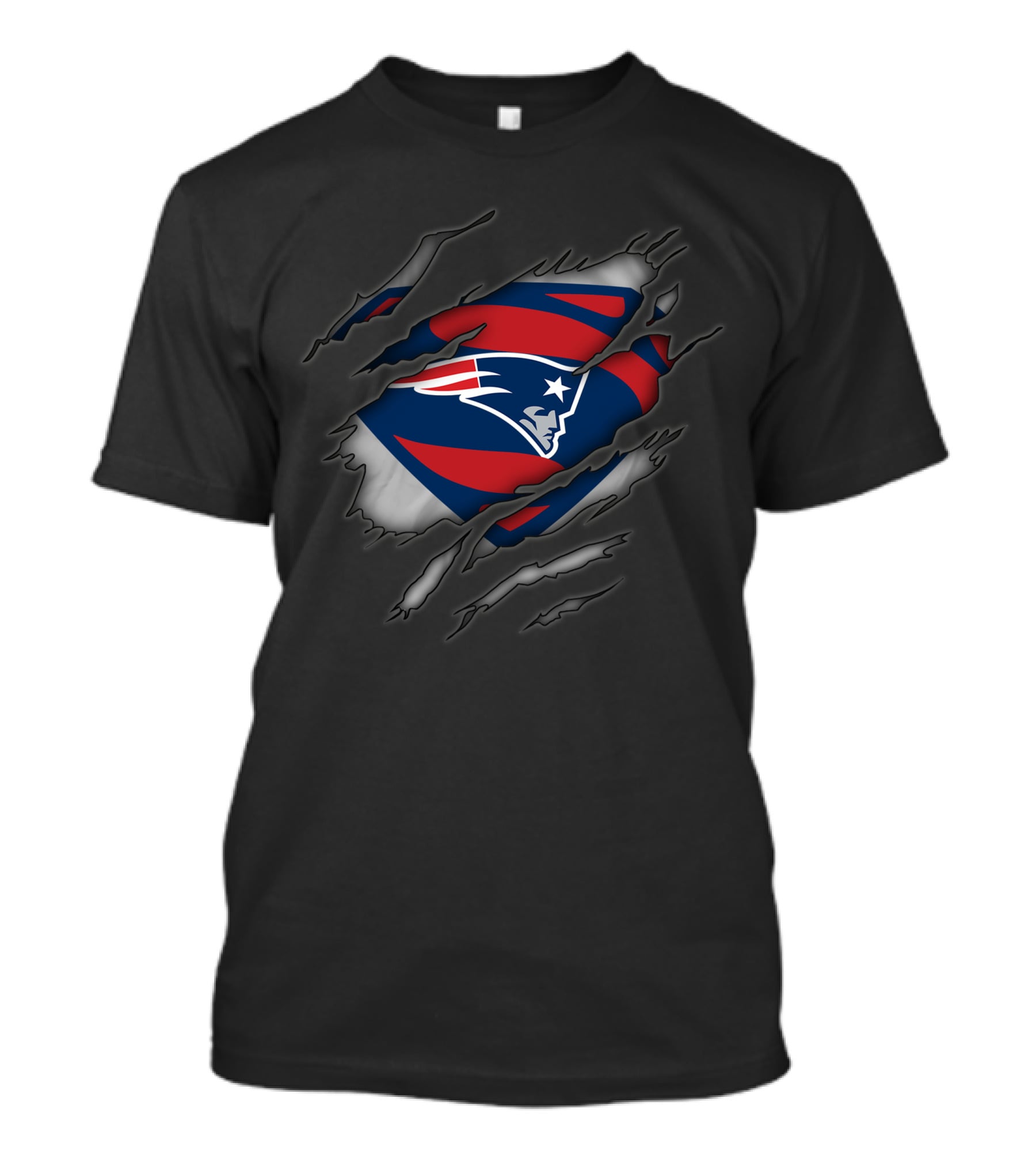 New England Patriots Logo Superman Ripped Chest T-Shirt