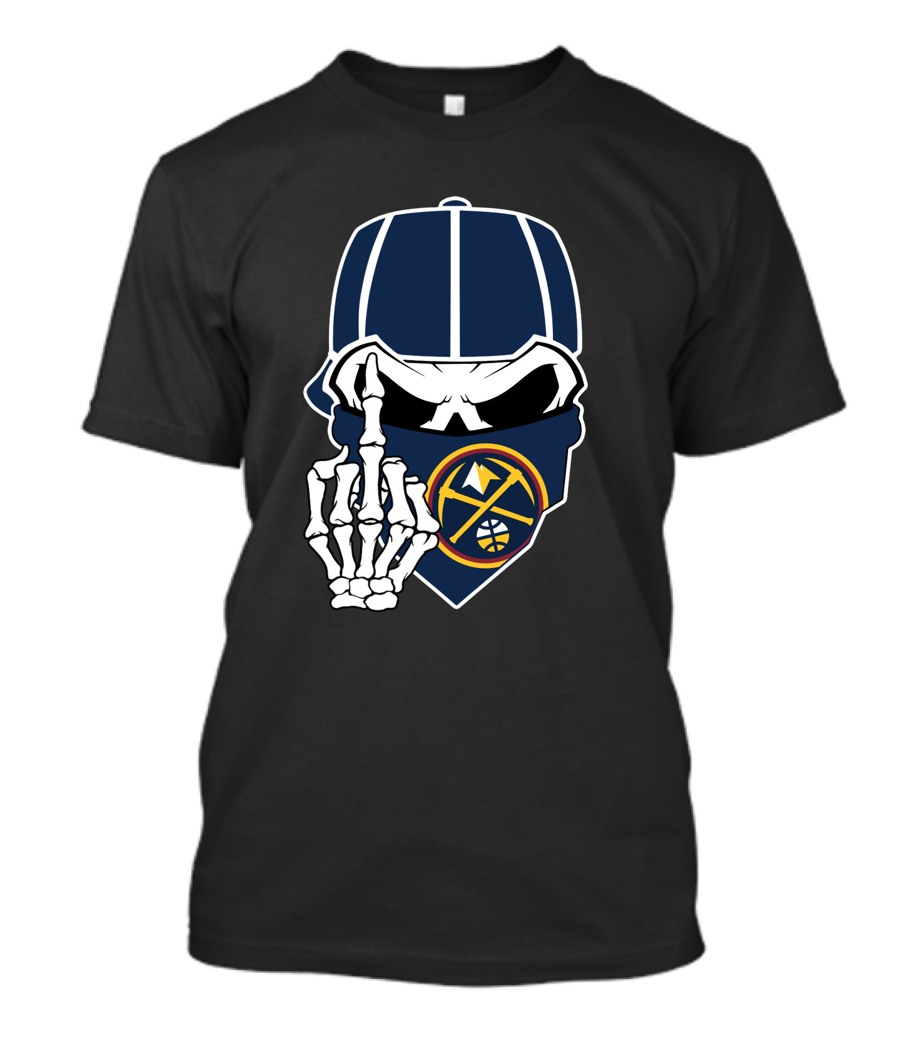 Denver Nuggets Skull Bandana Skeleton Hand T-Shirt