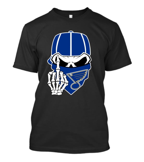 St Louis Blues Skull Skeleton Hand Bandana T-Shirt