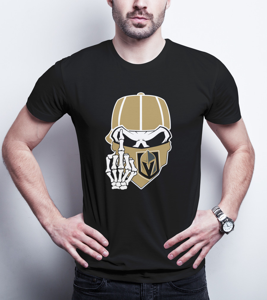 Vegas Golden Knights Skull Skeleton Middle Finger T-Shirt