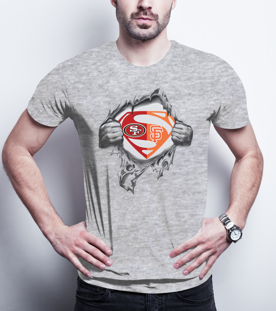 49ers Sf Giants Superman Logo Fusion T-Shirt