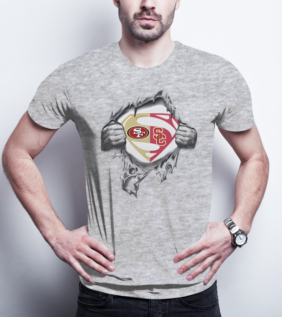 49ers Usc Trojans Superman Logo Combination T-Shirt