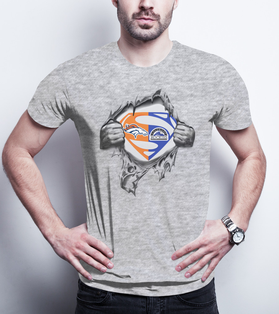 Broncos Colorado Rockies Superman Logo Fusion T-Shirt
