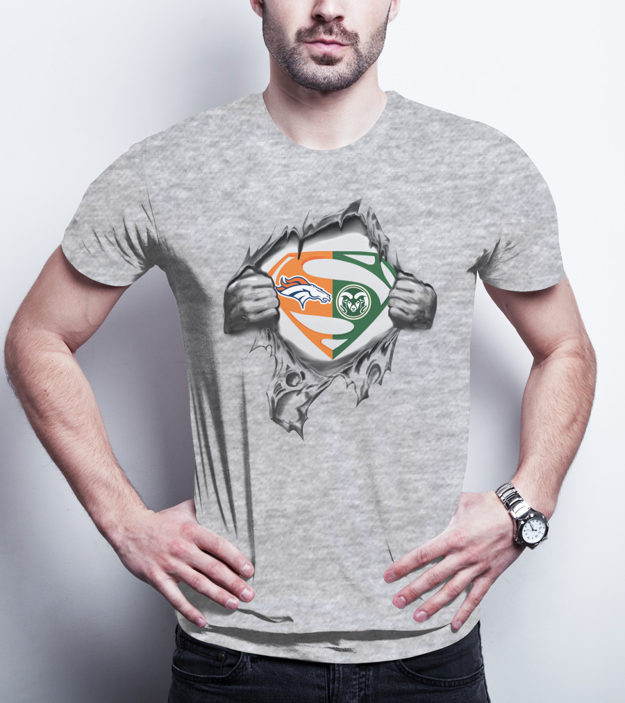 Broncos Colorado State Rams Superman Logo Crossover T-Shirt