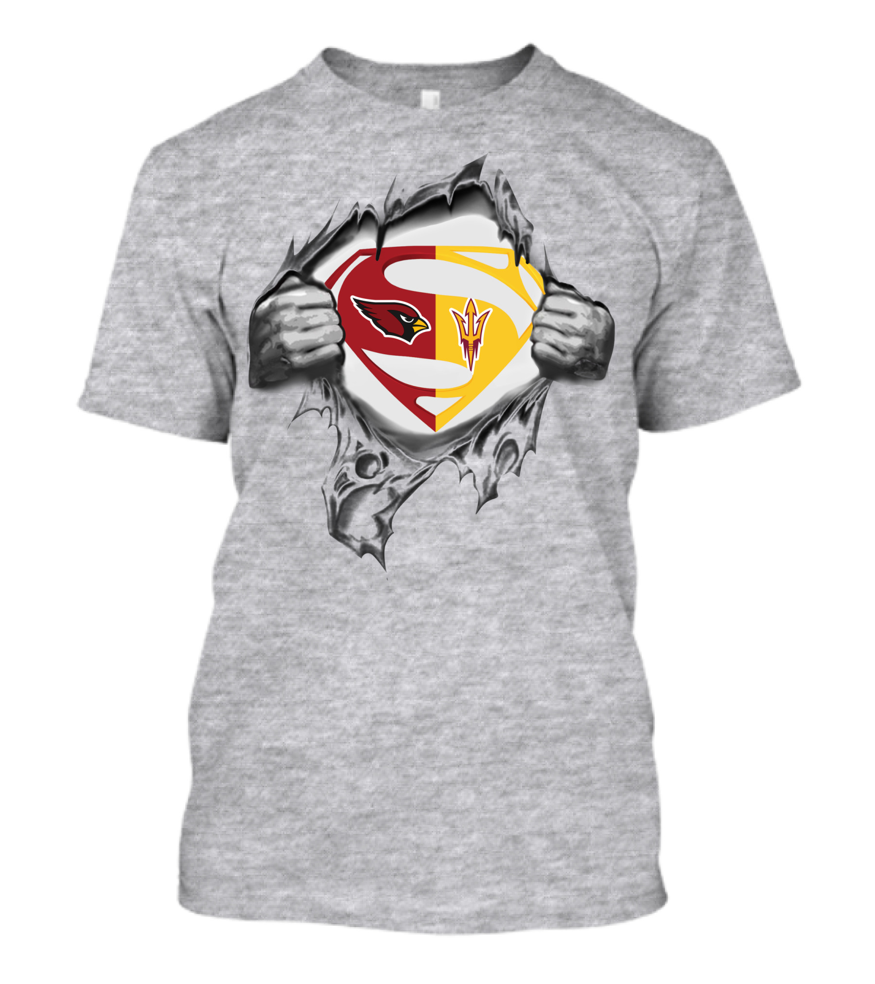 Arizona Cardinals Arizona State Sun Devils Superman Logo Fusion T-Shirt