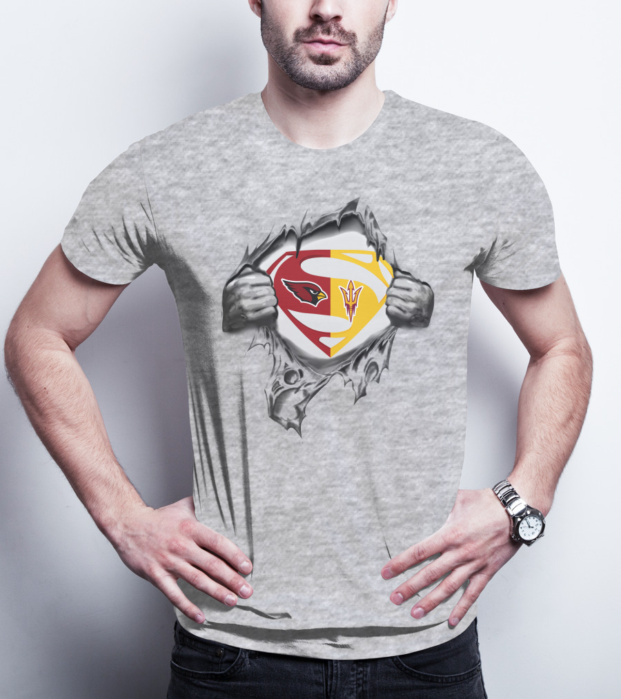 Arizona Cardinals Arizona State Sun Devils Superman Logo Fusion T-Shirt