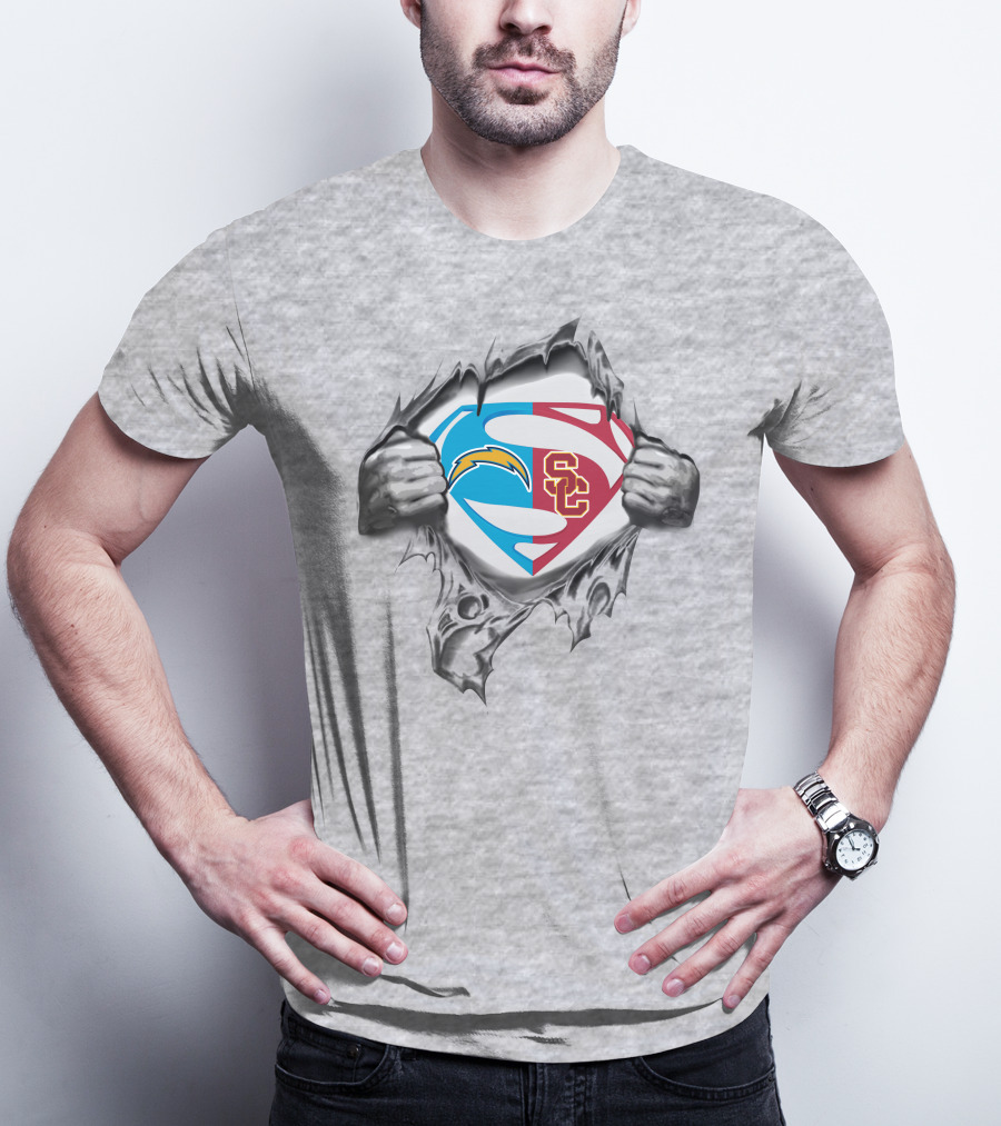 Chargers Usc Trojans Superman Symbol Burst Fusion T-Shirt