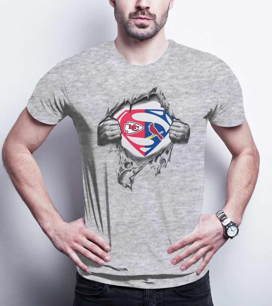 Kansas City Chiefs St Louis Cardinals Superman Logo Mashup T-Shirt