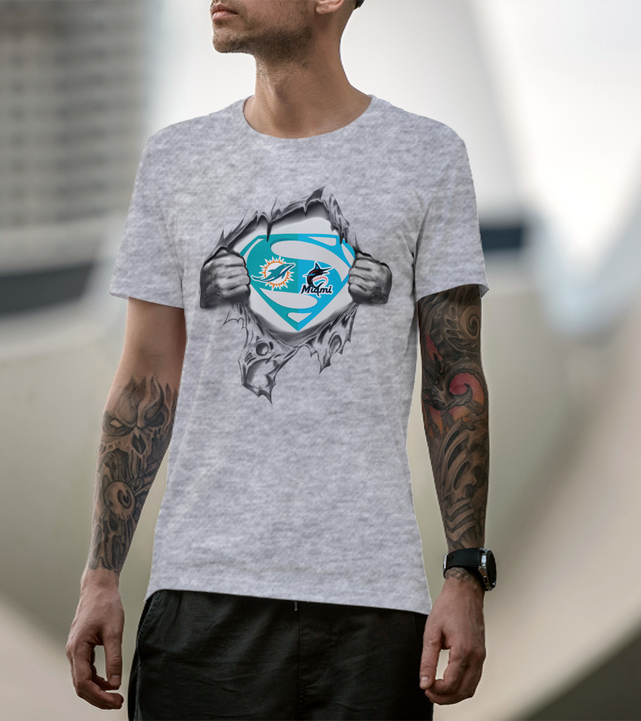 Miami Dolphins Miami Marlins Superman T-Shirt
