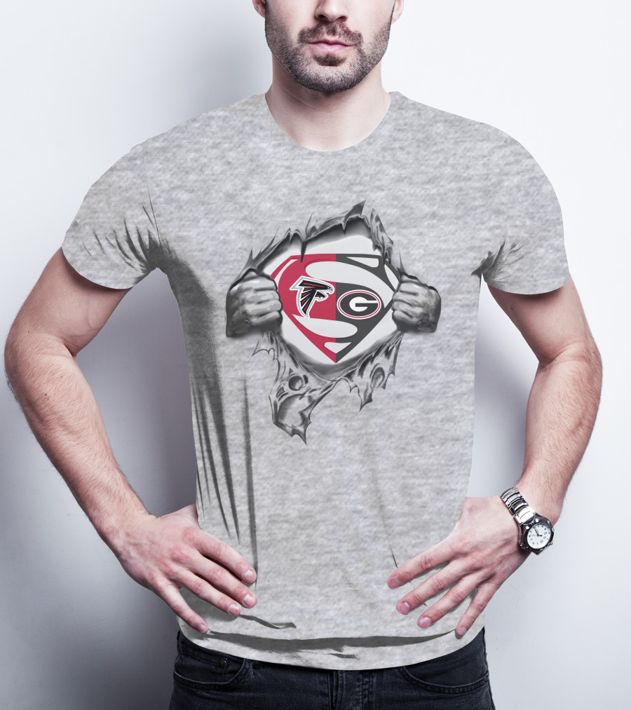 Falcons Georgia Bulldogs Superman Logo Fusion T-Shirt