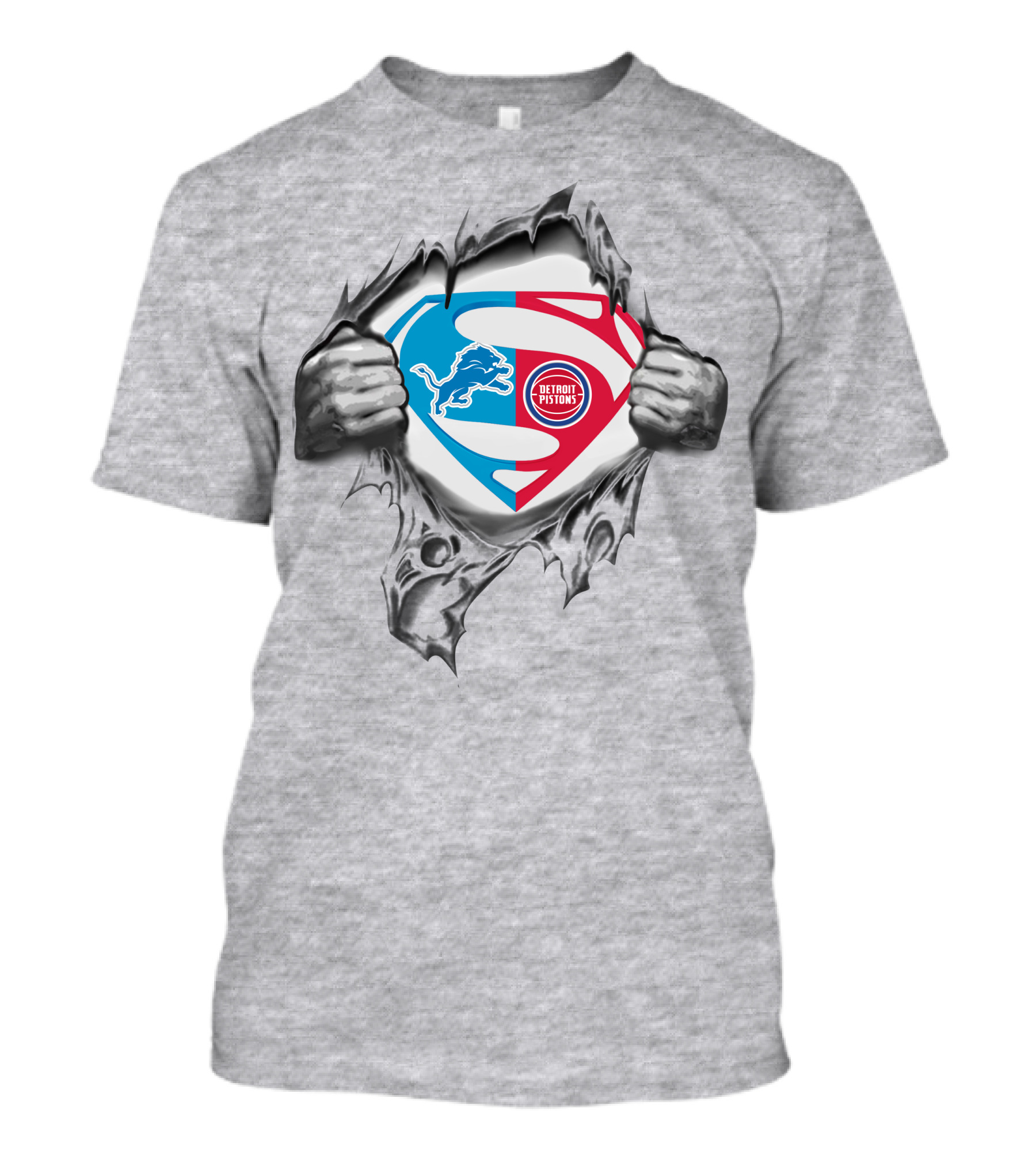 Detroit Lions Pistons Superman Logo Combination T-Shirt