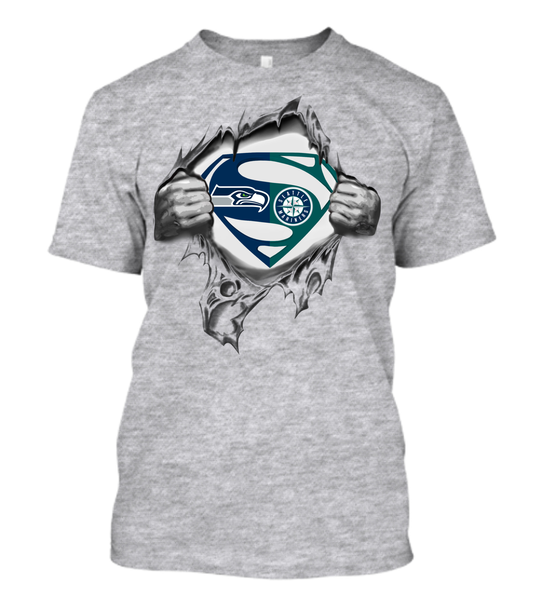 Superman Seattle Seahawks Mariners Logo Mashup T-Shirt
