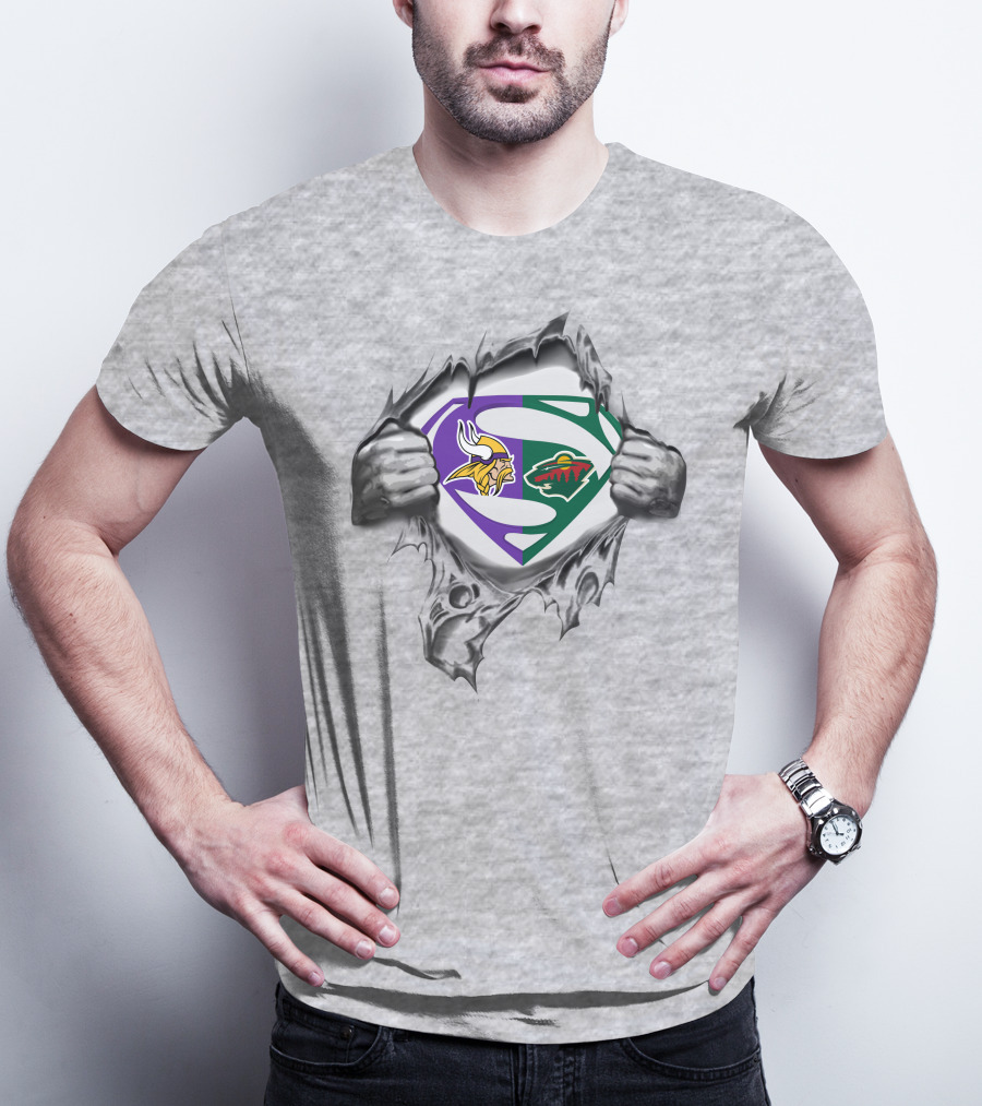 Minnesota Vikings Wild Superman Logo Integration T-Shirt
