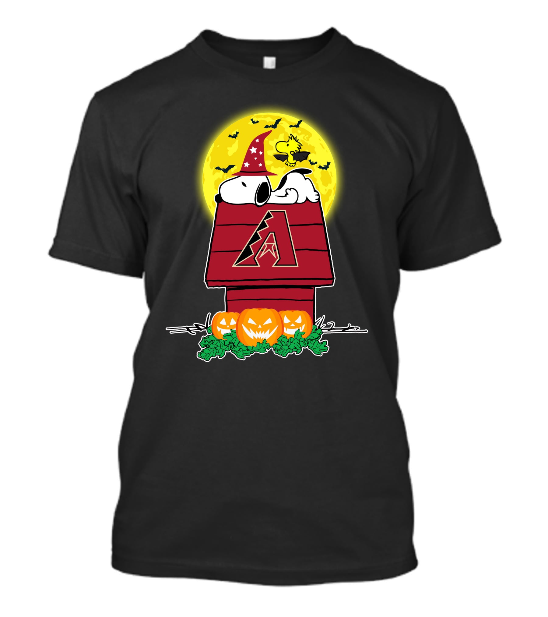 Arizona Diamondbacks Snoopy Halloween Full Moon Pumpkins T-Shirt
