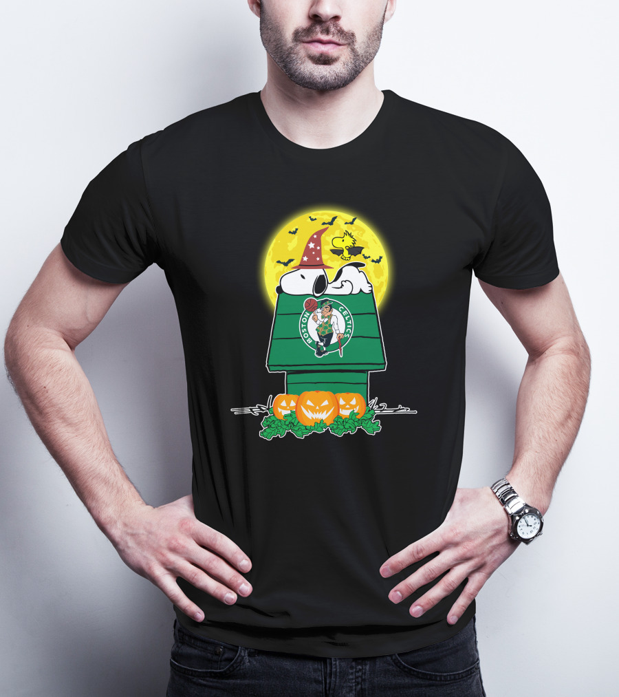 Snoopy Boston Celtics Halloween Moon Pumpkins T-Shirt
