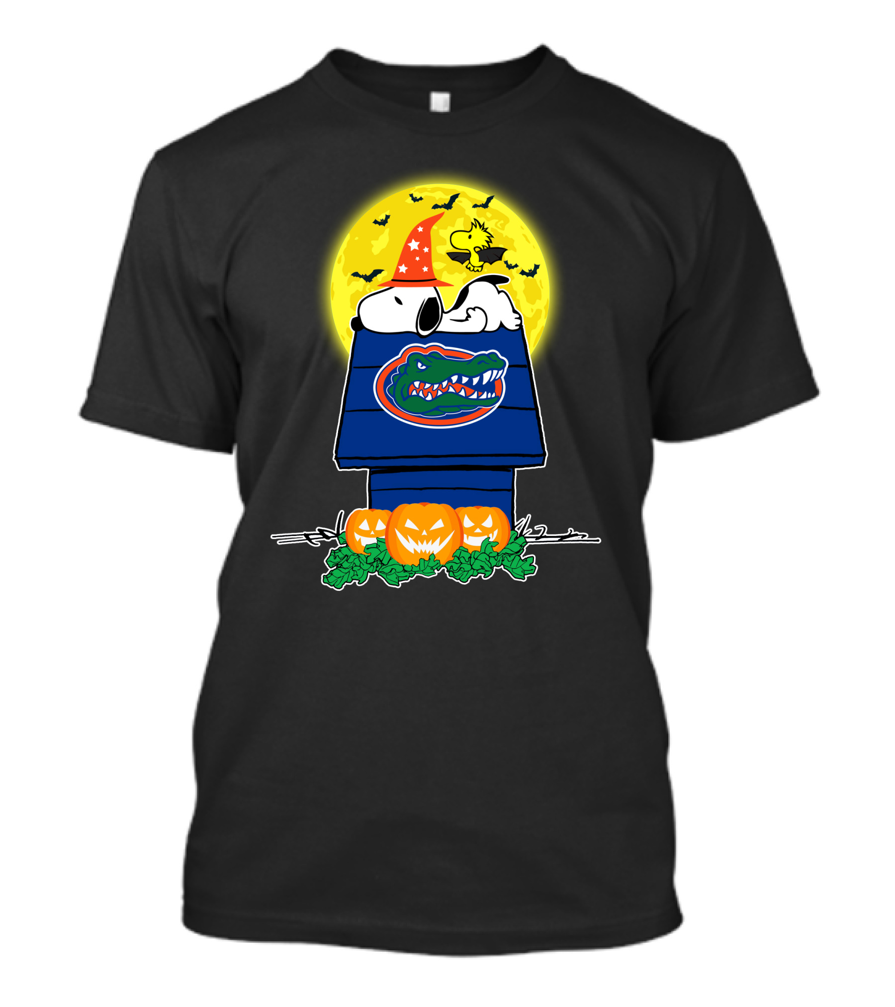 Florida Gators Snoopy Woodstock Halloween Pumpkins Moon T-Shirt