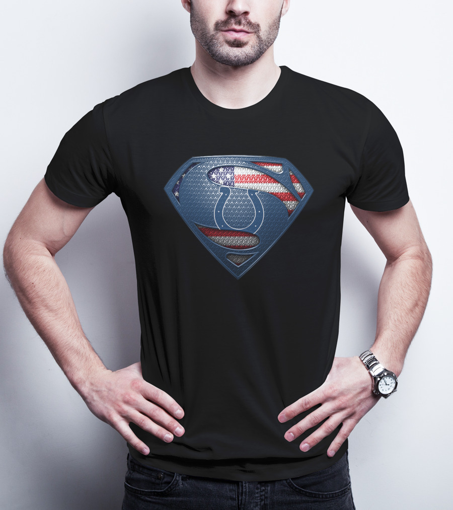 Indianapolis Colts Superman Shield American Flag T-Shirt