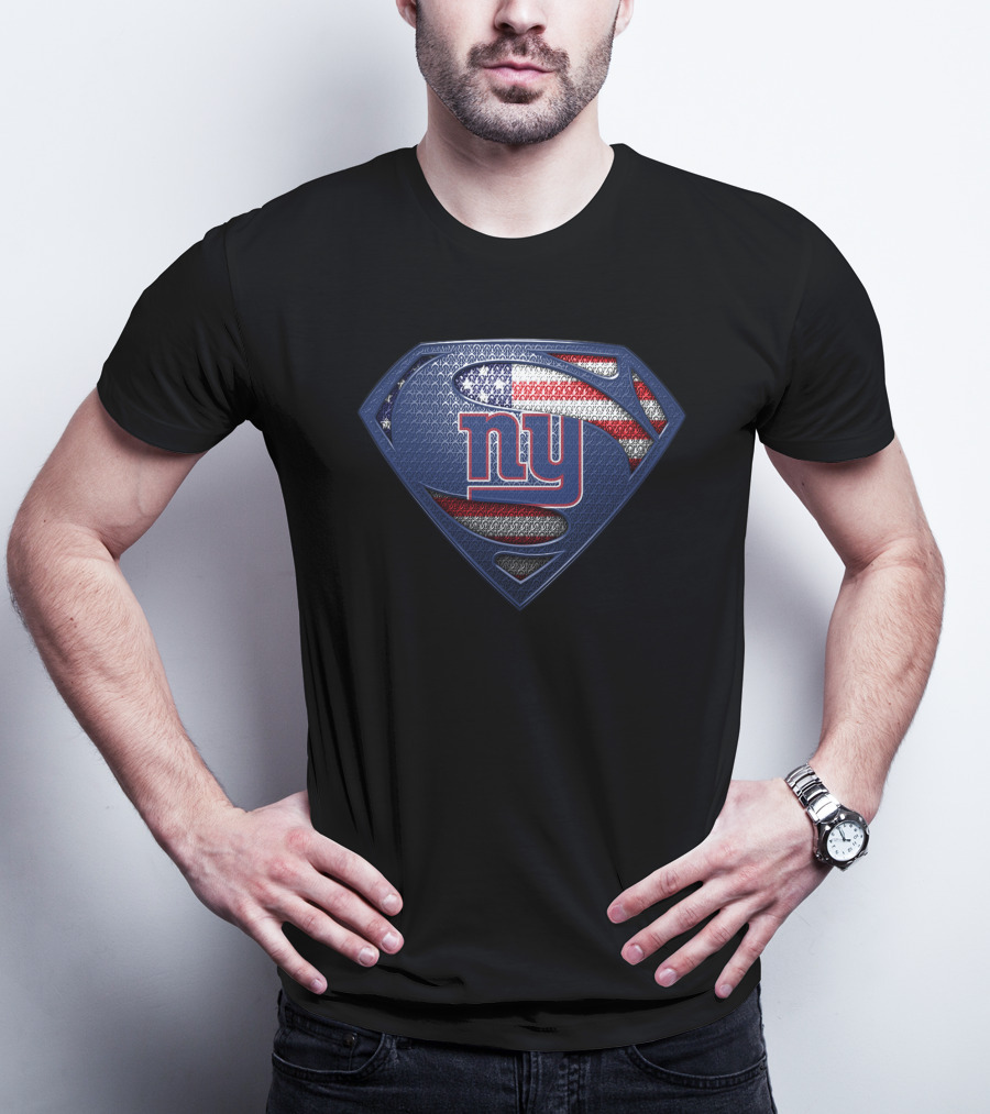 New York Giants Ny Superman Shield American Flag T-Shirt
