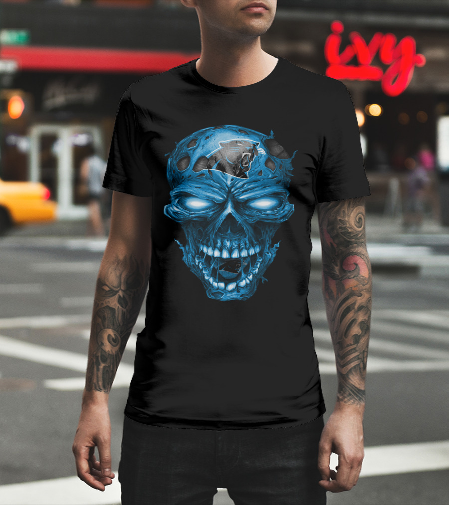 Carolina Panthers Skull Blue T-Shirt