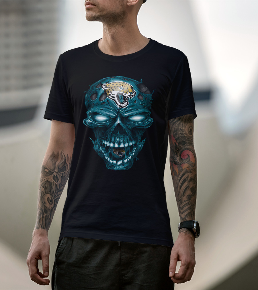 Jacksonville Jaguars Blue Skull With Team T-Shirt
