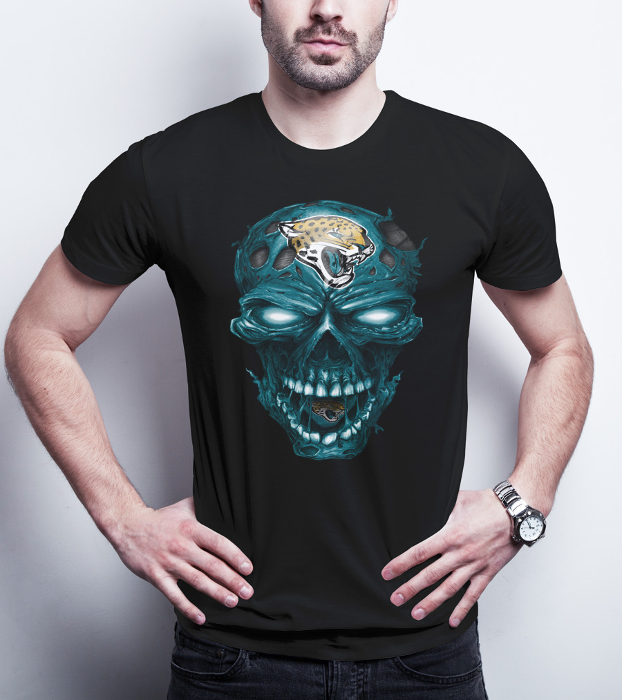 Jacksonville Jaguars Blue Skull With Team T-Shirt