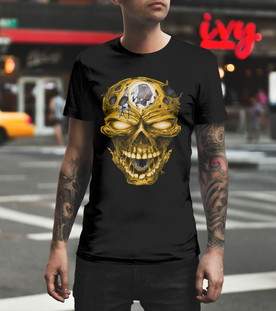 Washington Redskins Skull Emblem With Iconic Native American T-Shirt