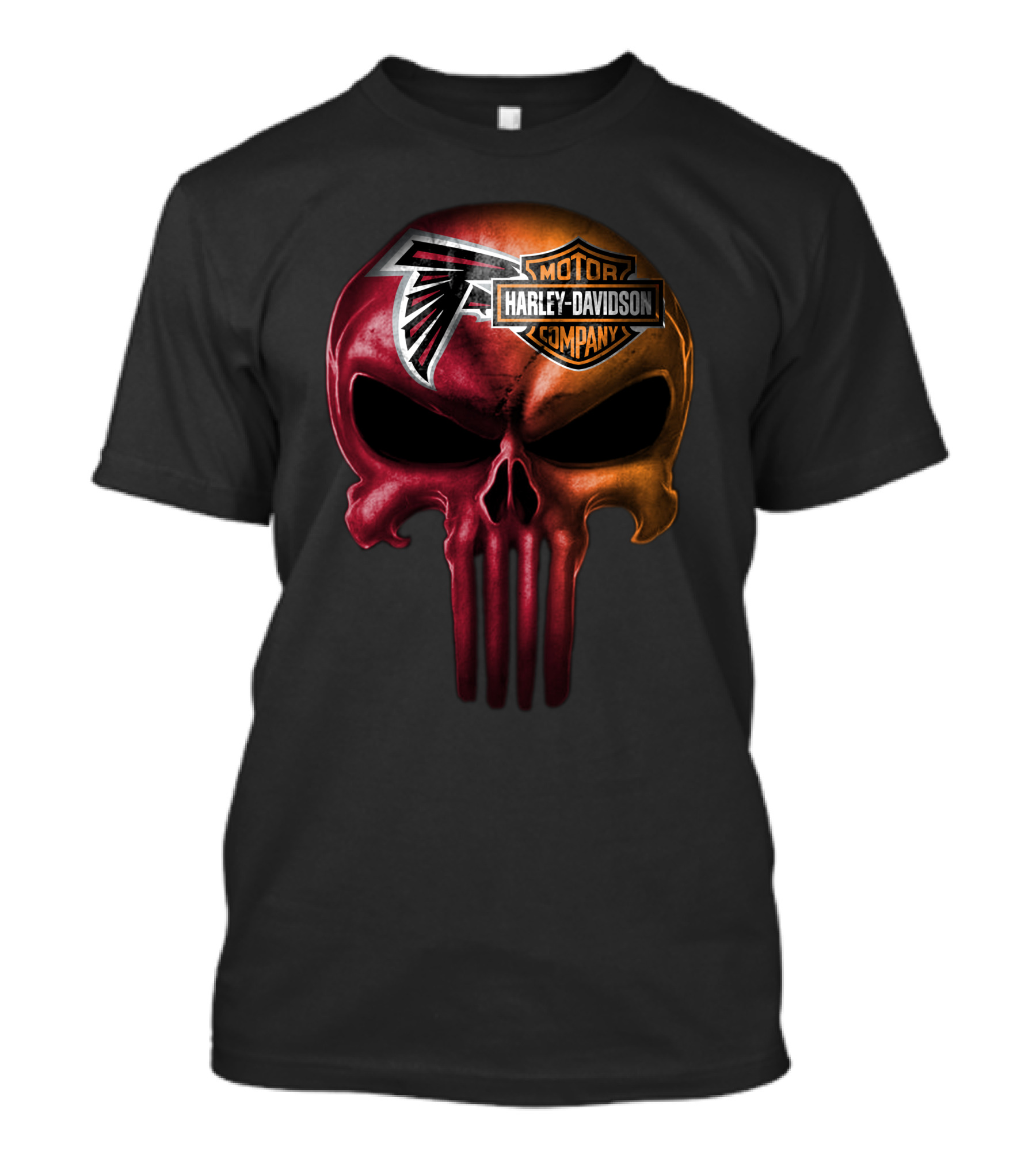 Atlanta Falcons Skull Harley Davidson Motor Company T-Shirt