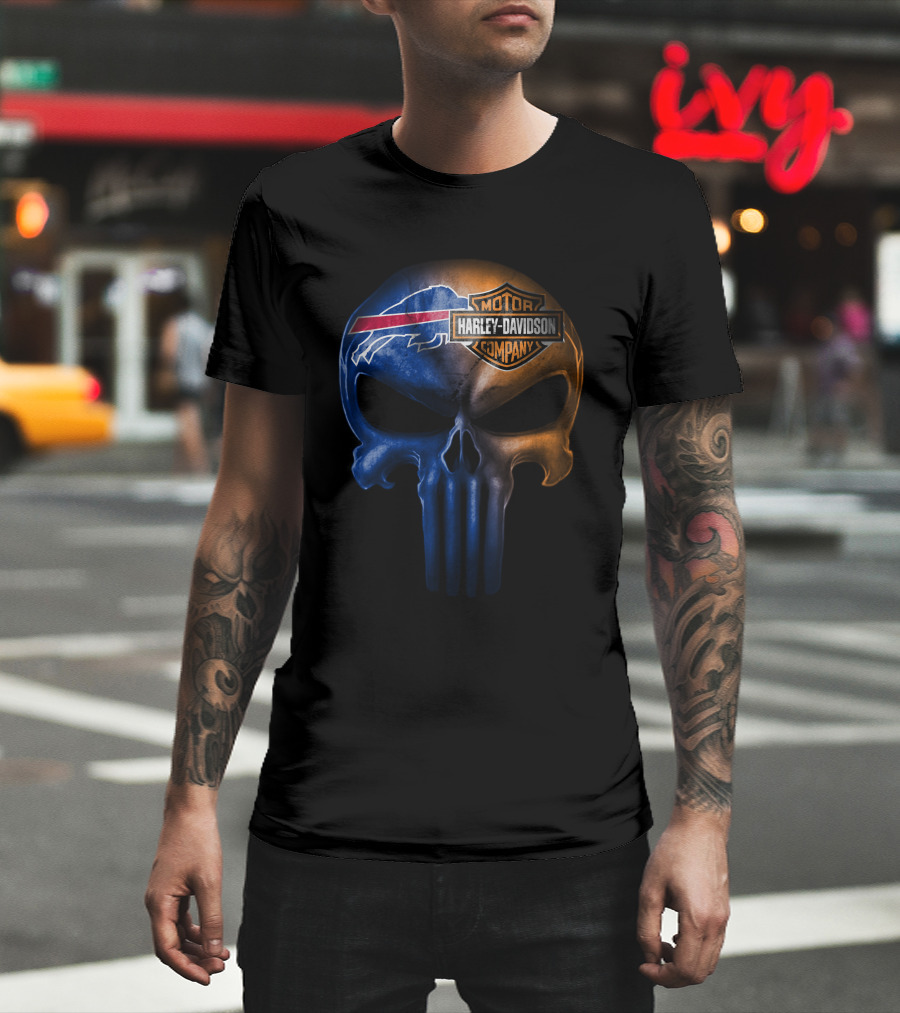 Buffalo Bills Skull Harley Davidson T-Shirt