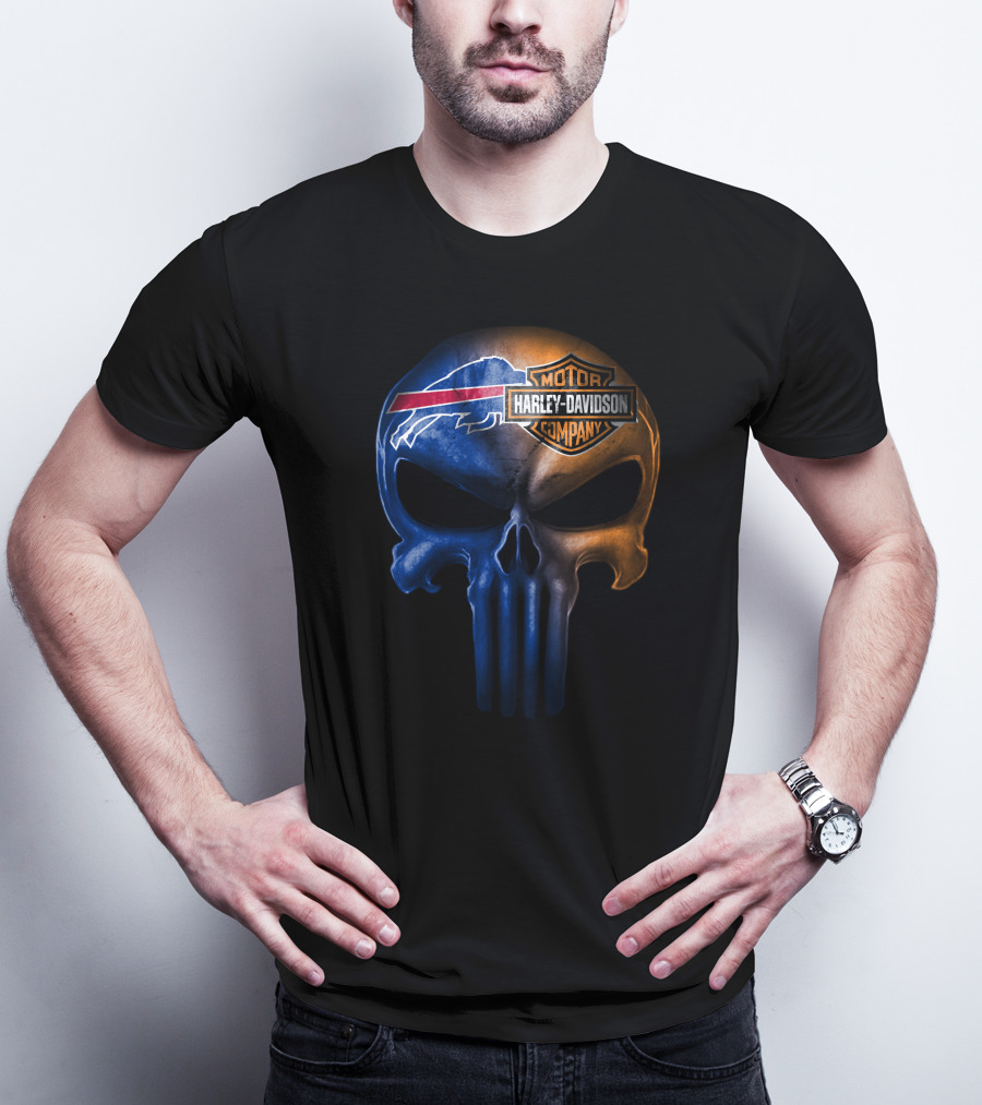 Buffalo Bills Skull Harley Davidson T-Shirt