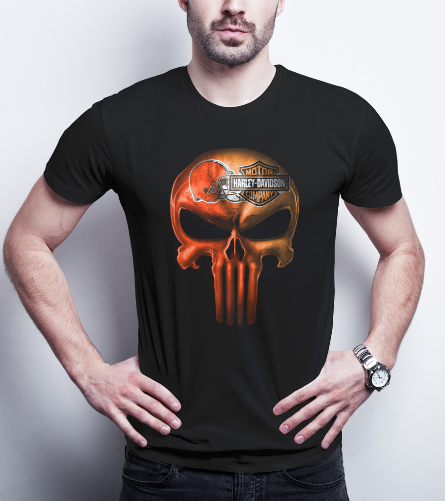 Cleveland Browns Skull Harley Davidson Company T-Shirt