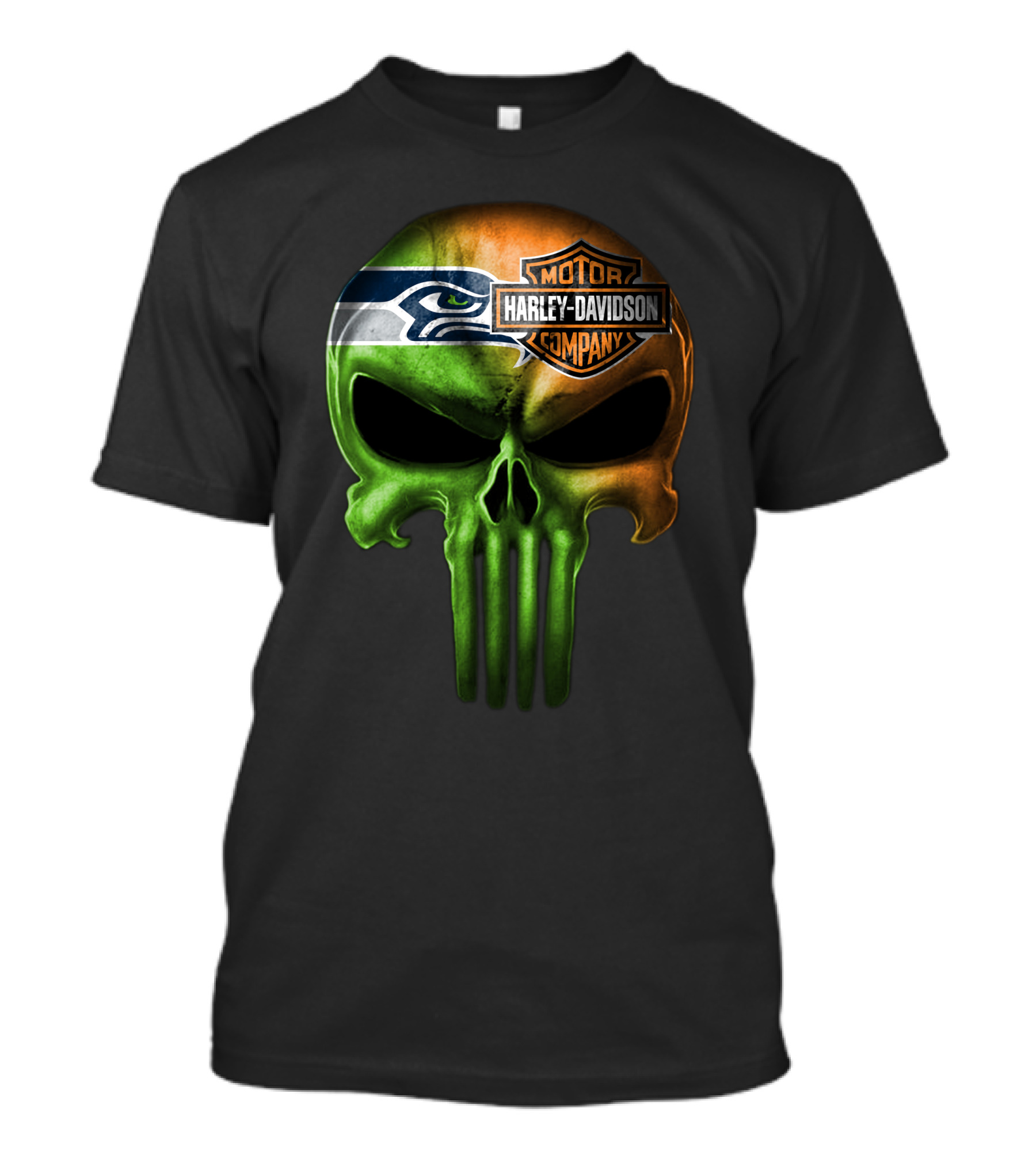 Seattle Seahawks Skull Harley Davidson T-Shirt