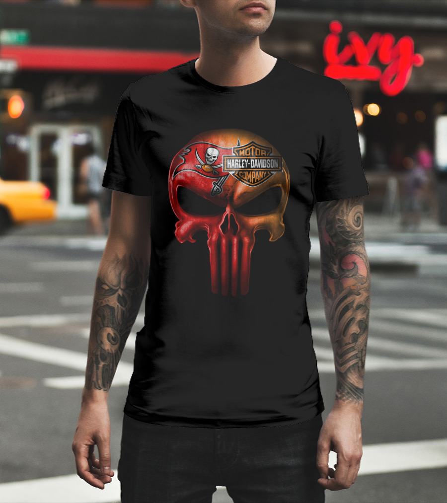 Tampa Bay Buccaneers Skull Harley Davidson T-Shirt