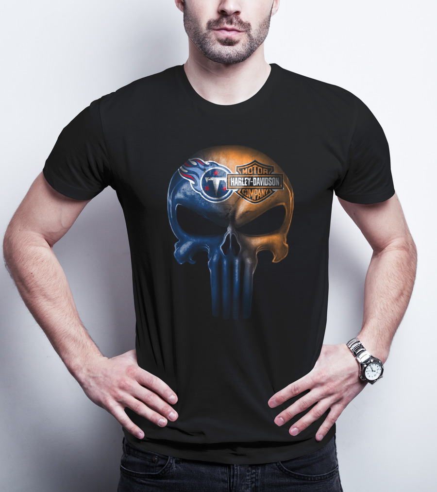 Tennessee Titans Skull Harley Davidson Company Logo Fusion T-Shirt
