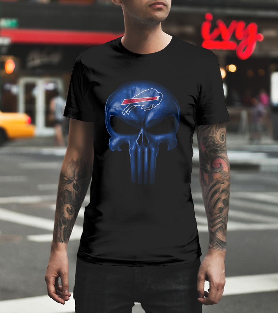 Buffalo Bills Skull Logo Blue Helmet T-Shirt
