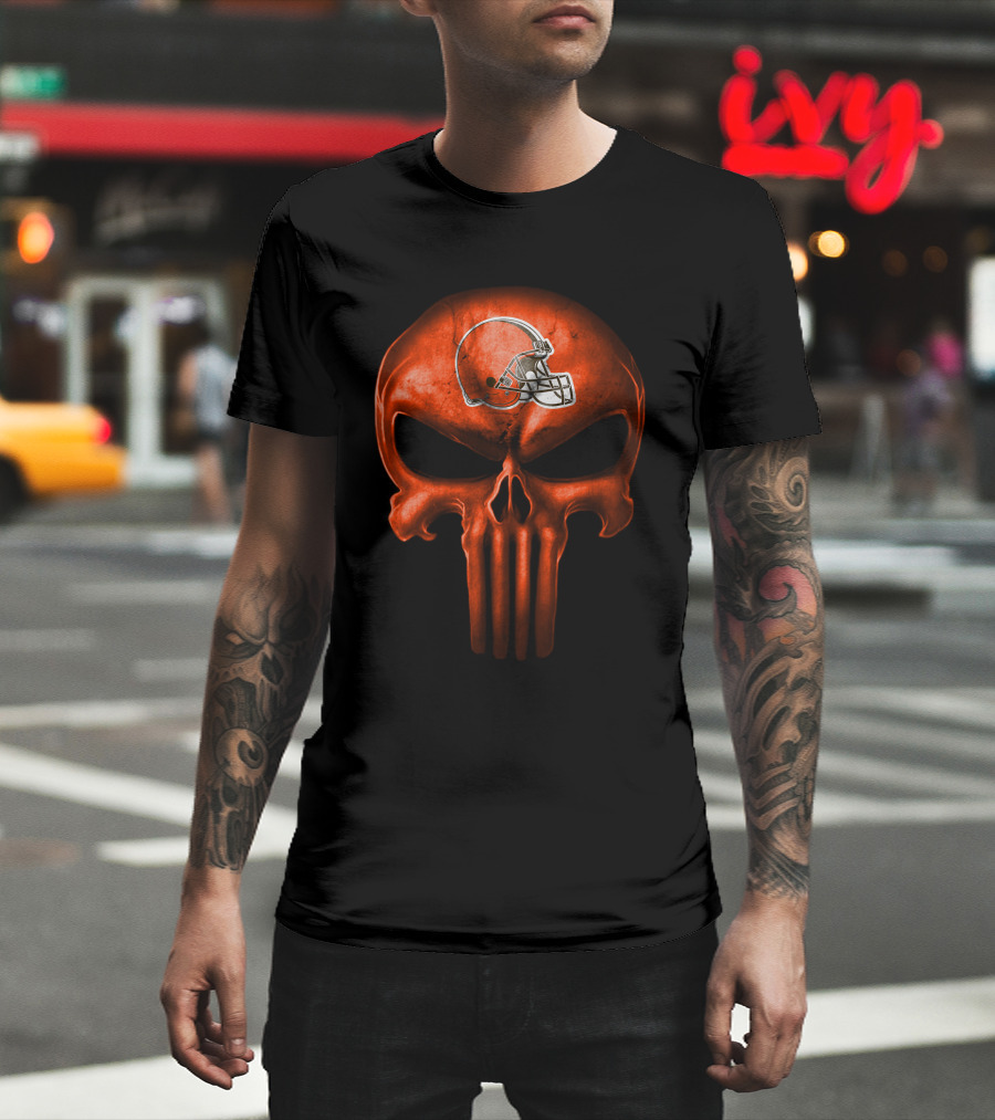 Cleveland Browns Helmet Skull T-Shirt
