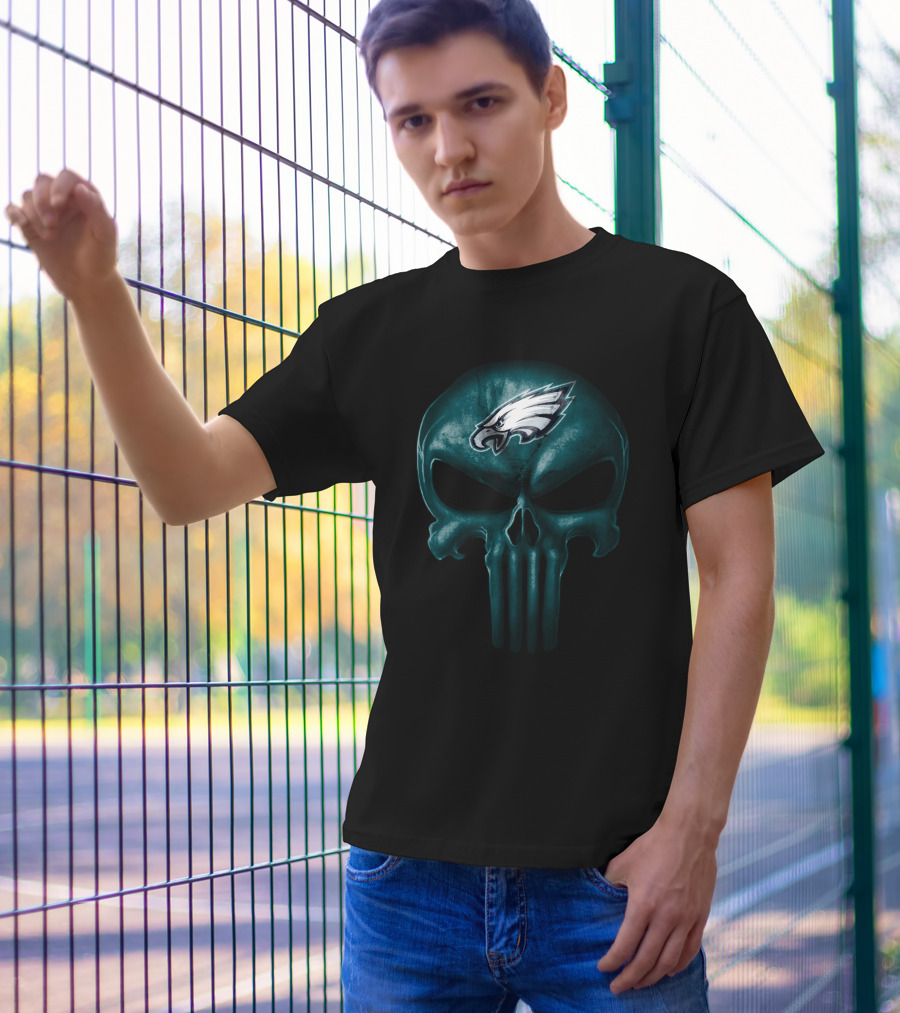 Philadelphia Eagles Skull Design With Team T-Shirt