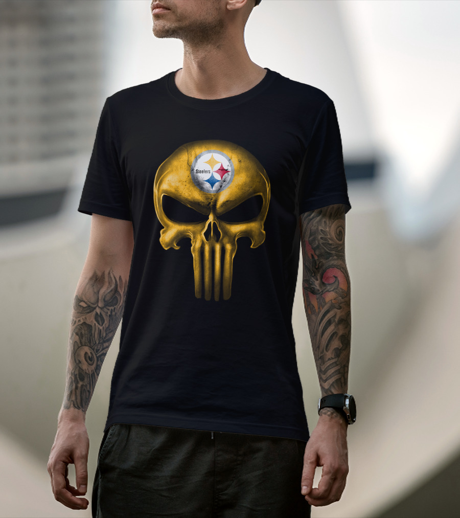 Pittsburgh Steelers Skull Emblem T-Shirt