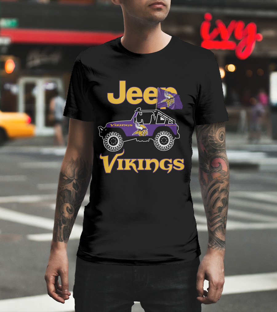 Jeep Minnesota Vikings Flag Vehicle T-Shirt