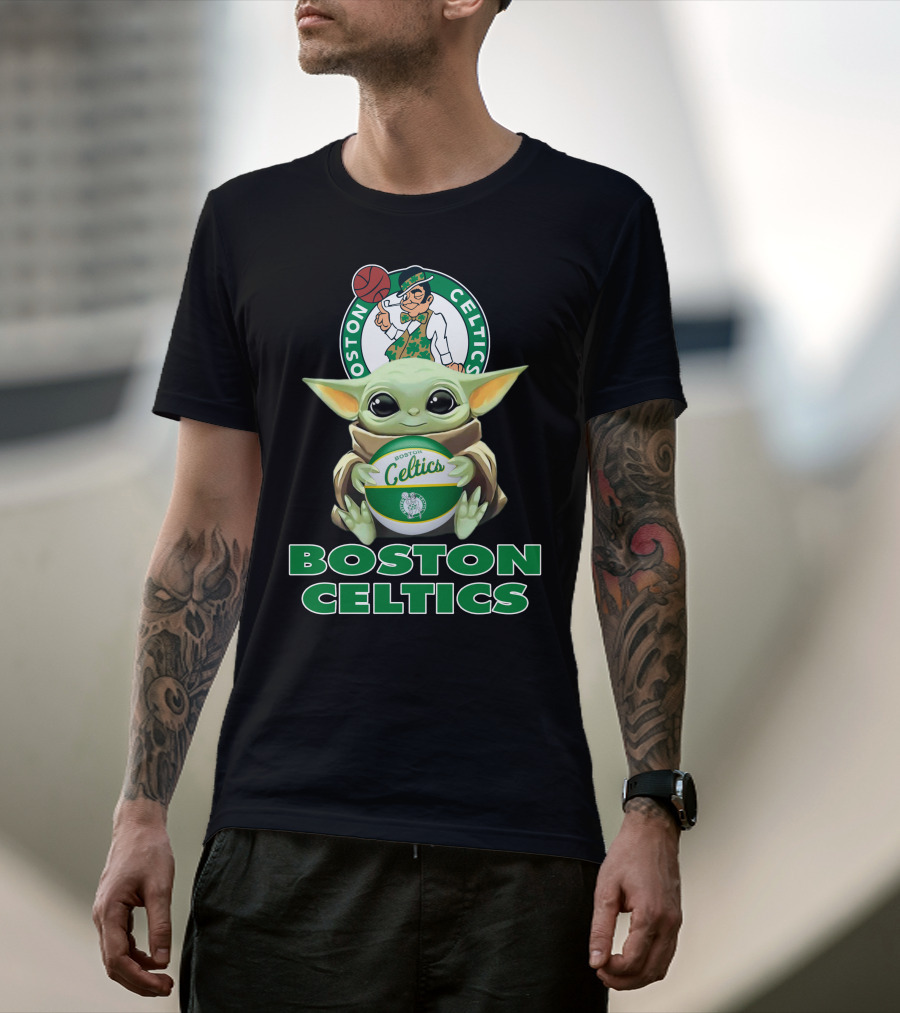 Boston Celtics Baby Yoda Holding Basketball And Team T-Shirt