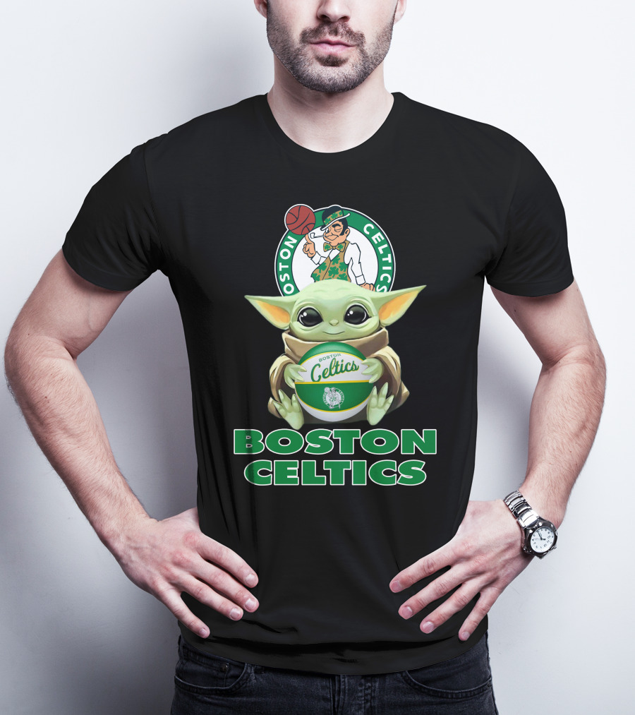 Boston Celtics Baby Yoda Holding Basketball And Team T-Shirt