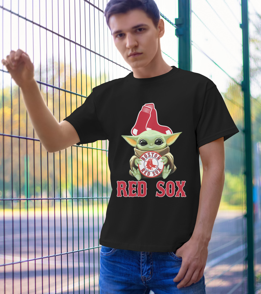 Boston Red Sox Baby Yoda With Team T-Shirt