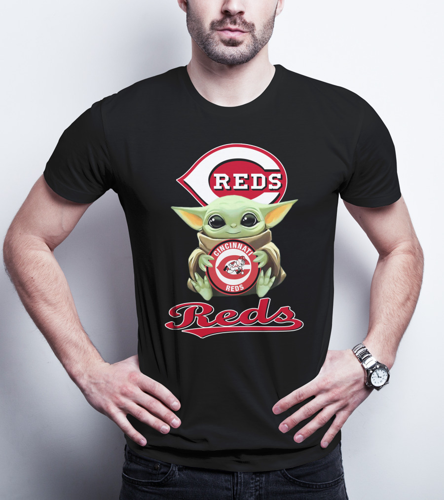 Cincinnati Reds Baby Yoda Holding Reds T-Shirt