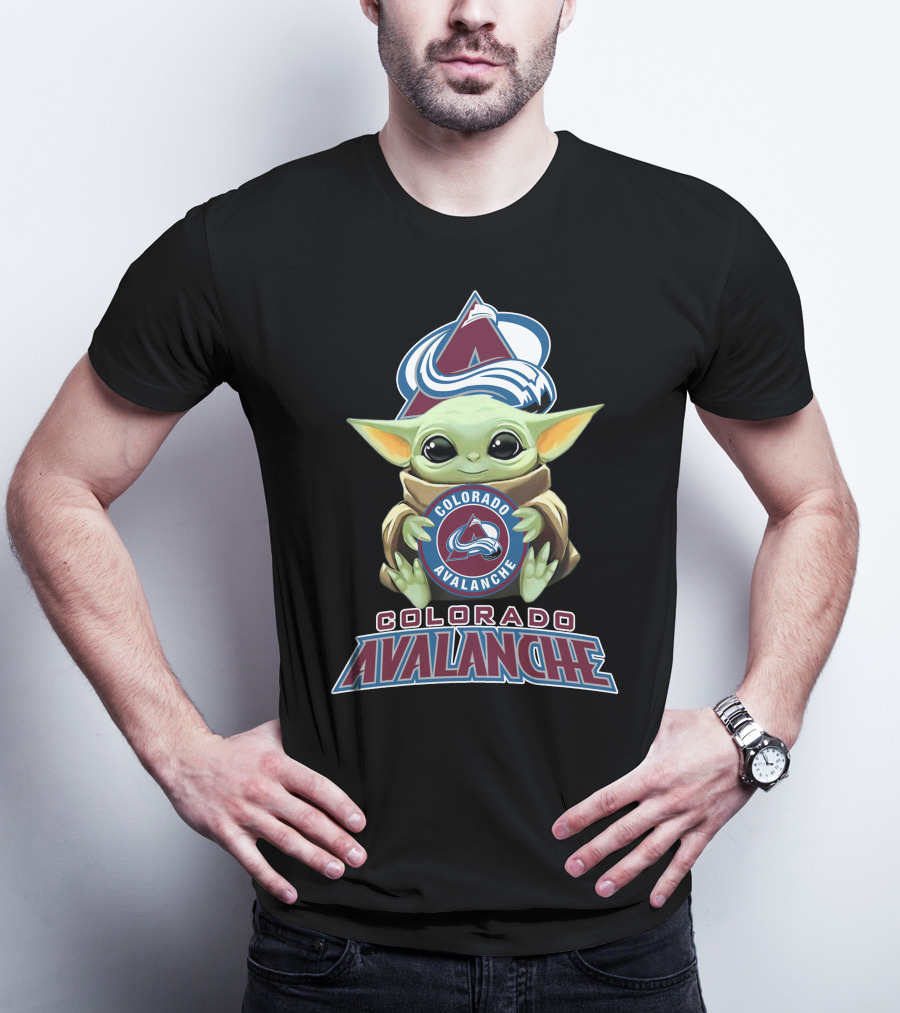 Colorado Avalanche Baby Yoda Holding T-Shirt