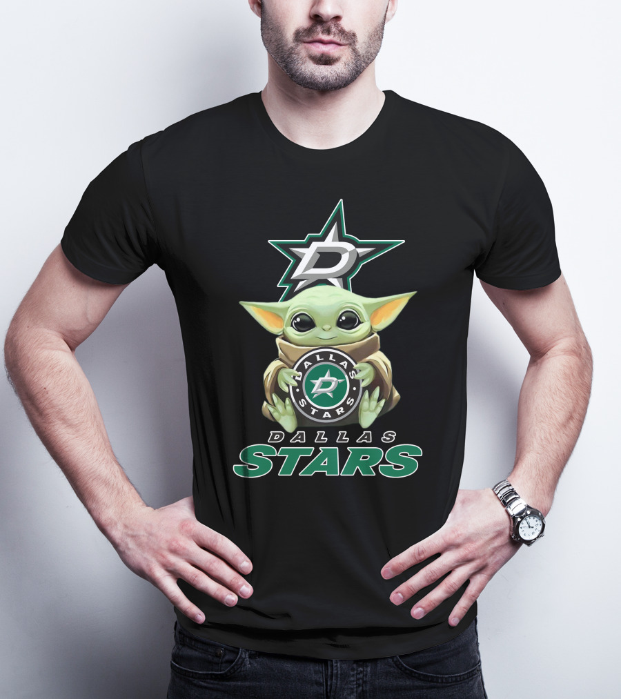 Dallas Stars Baby Yoda Holding T-Shirt