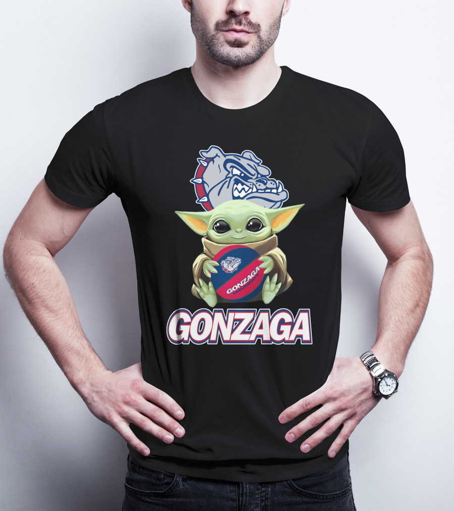 Gonzaga Bulldogs Baby Yoda Holding Basketball T-Shirt