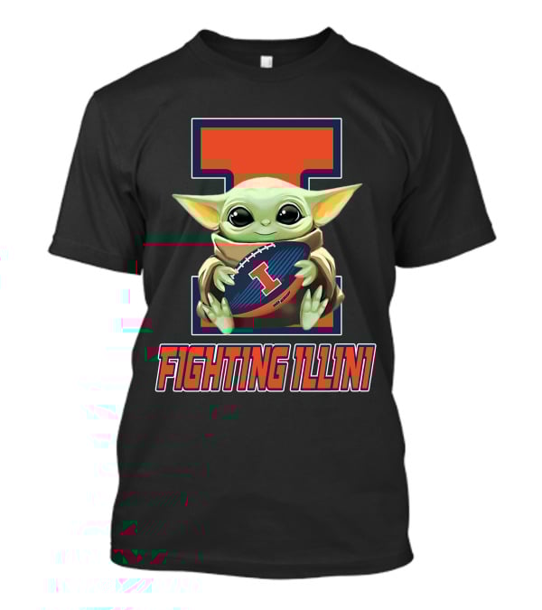 Illinois Fighting Illini Baby Yoda Football T-Shirt