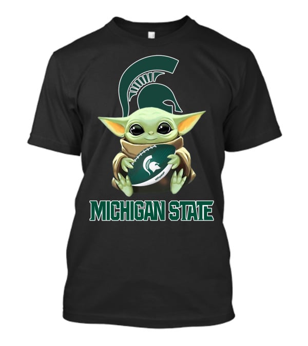 Michigan State Spartans Baby Yoda Football T-Shirt