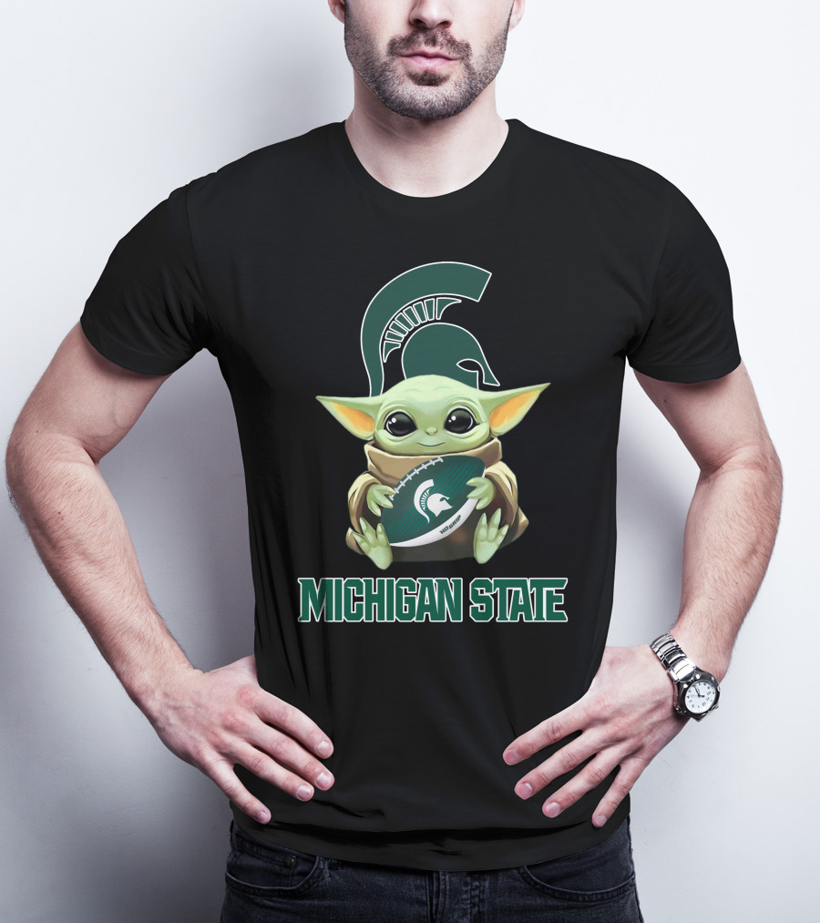 Michigan State Spartans Baby Yoda Football T-Shirt