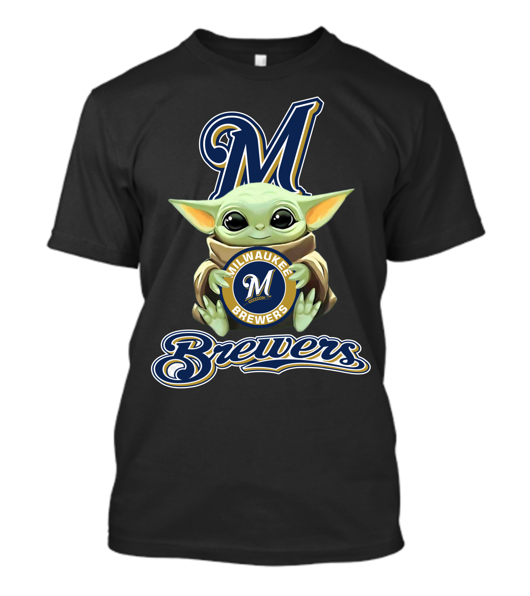 Milwaukee Brewers Baby Yoda With Team T-Shirt